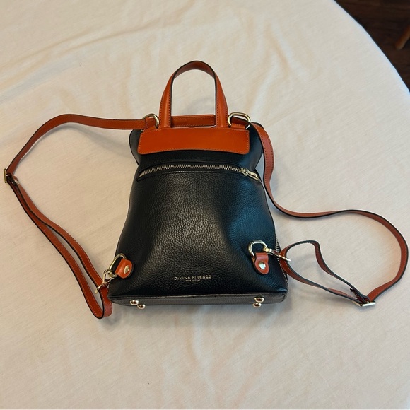 Divina Firenze | Bags | Divina Firenze Pebbled Leather Black And Orange ...